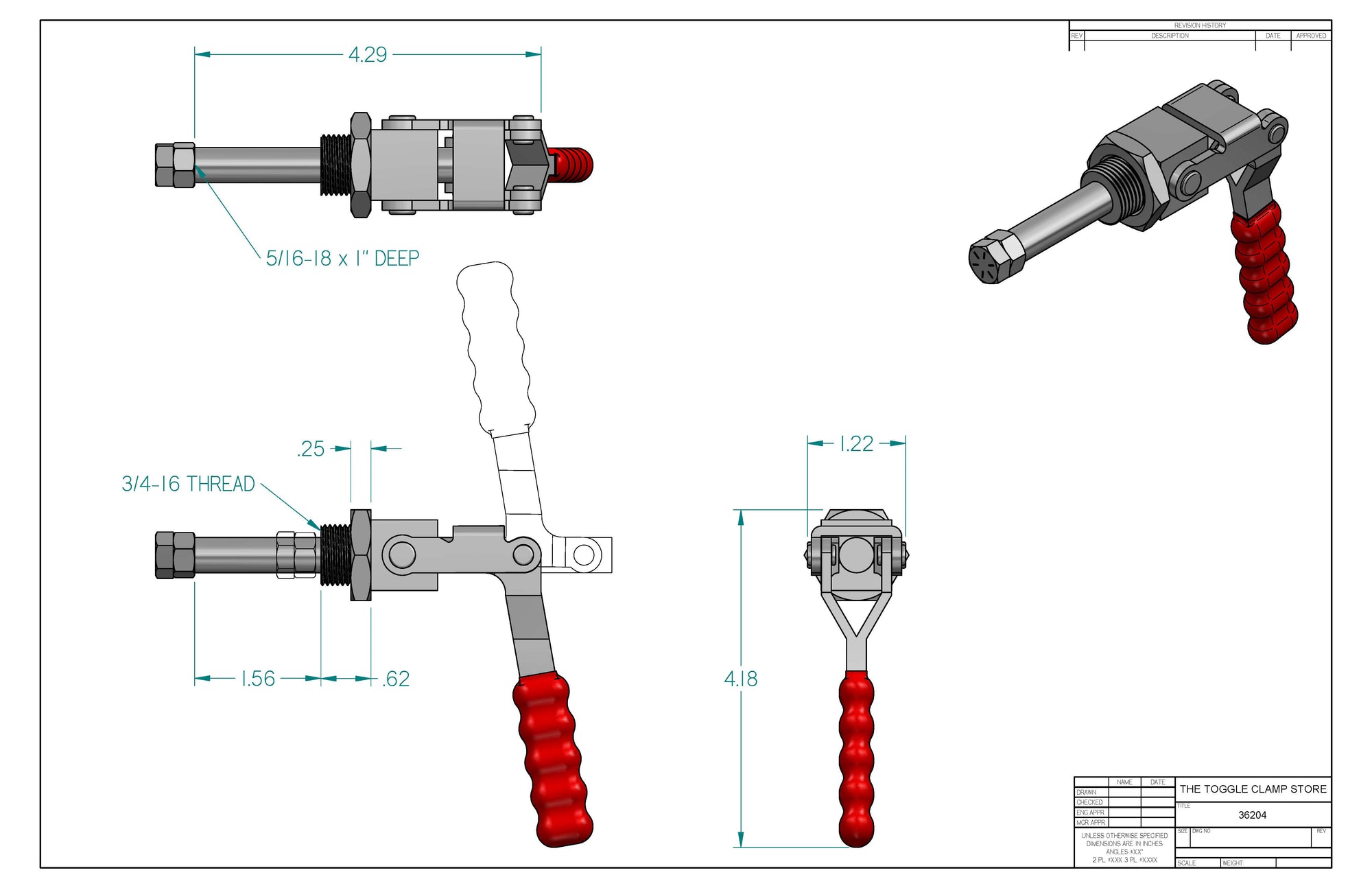 PP-36204 Push Pull Toggle Clamp (Cross Referenced: 604) - The Toggle ...
